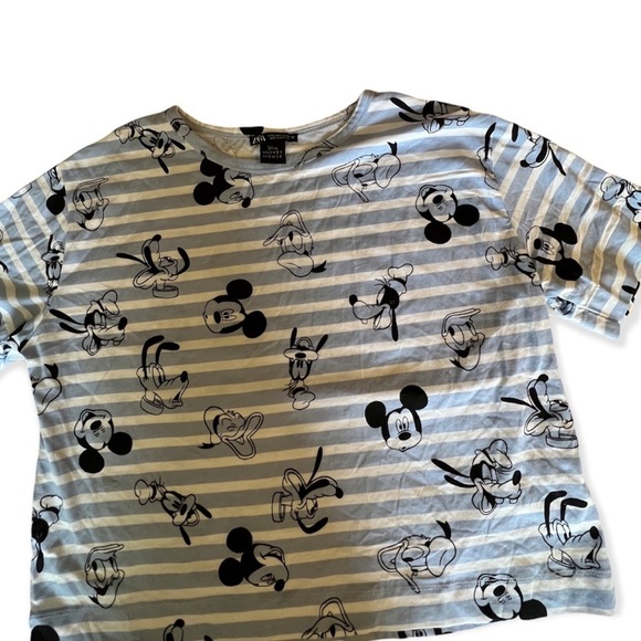 Zara | Tops | Zara Disney Mickey Goofy Stripe Shirt L | Poshmark